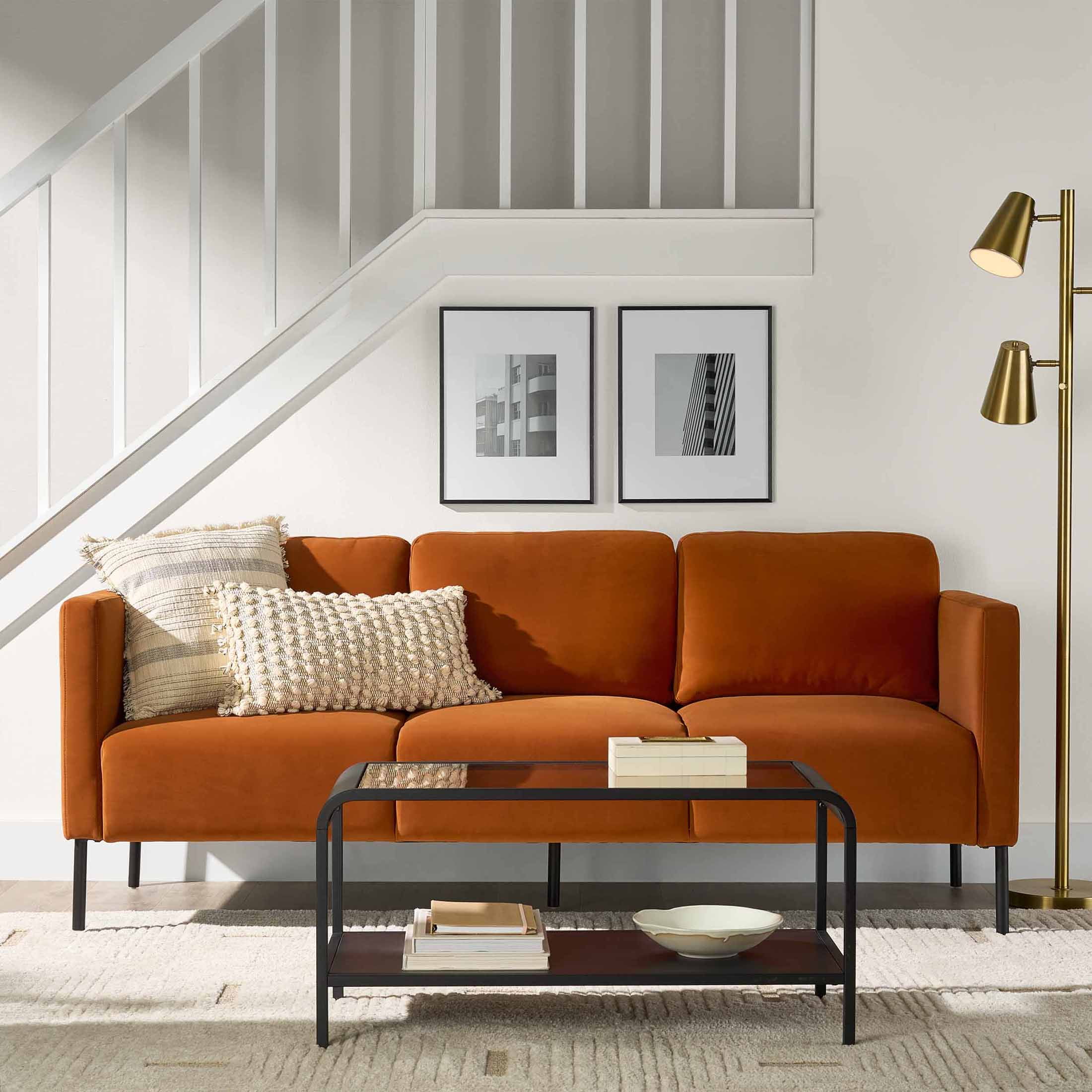 Free Shipping! Better Homes & Gardens Wyatt Velvet Sofa, Copper Pipe ...