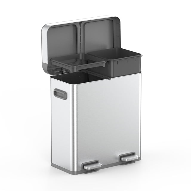Better Homes & Gardens Kitchen Trash Can, 18 Gallon Stainless Steel ...