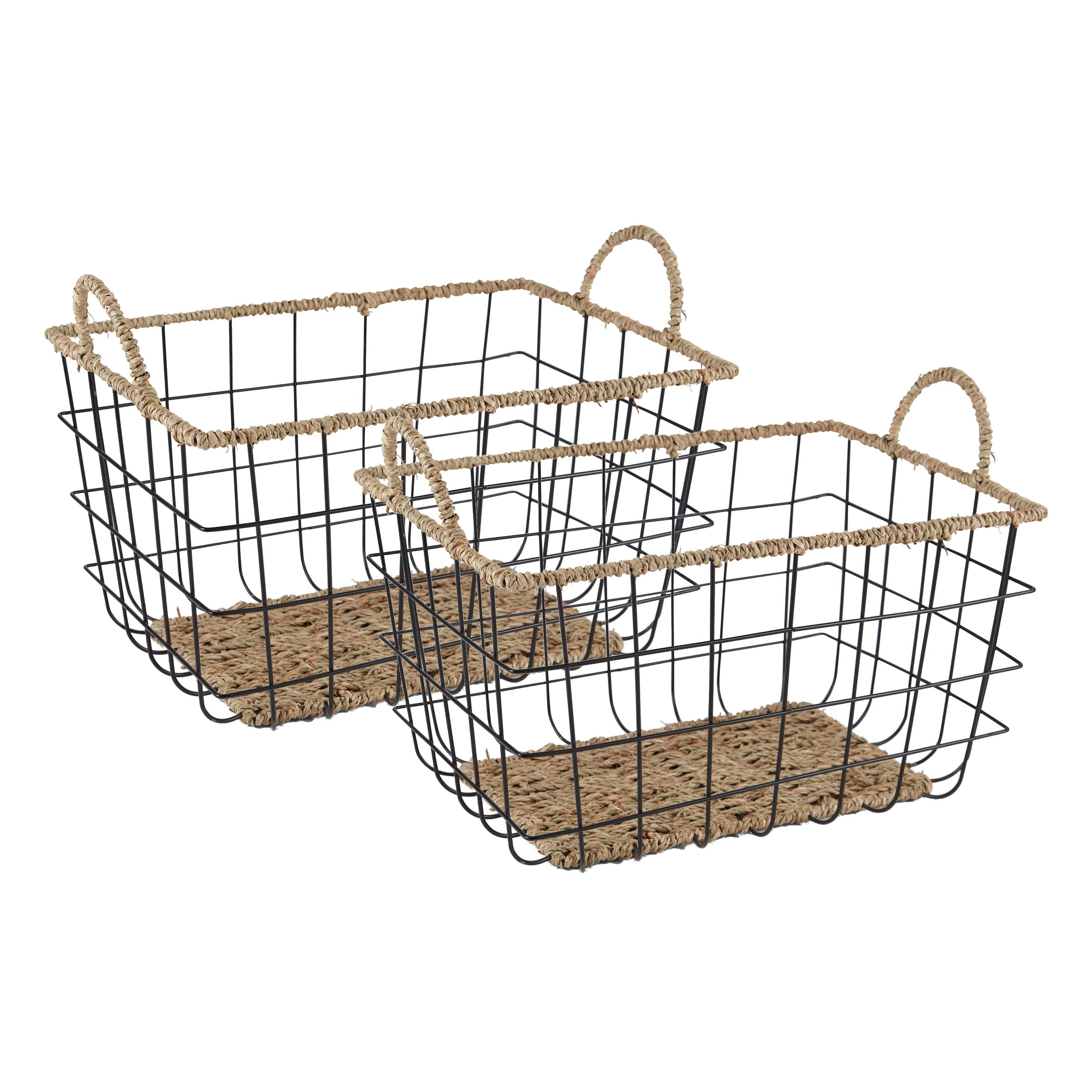 Better Homes & Gardens 2-Pack Rectangle Wire Storage Baskets with Woven ...