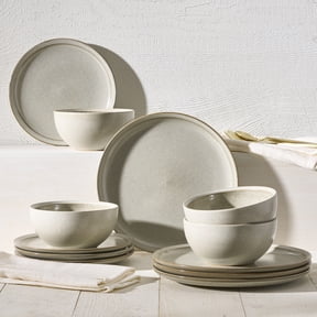 (3 pack) Better Homes & Gardens-Cream Square Stoneware 12-Piece ...