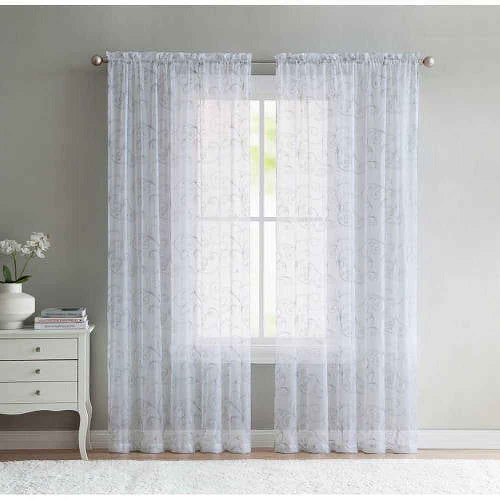 Homes and Gardens Embroidered Sheer Window Curtain Panel - Walmart.com