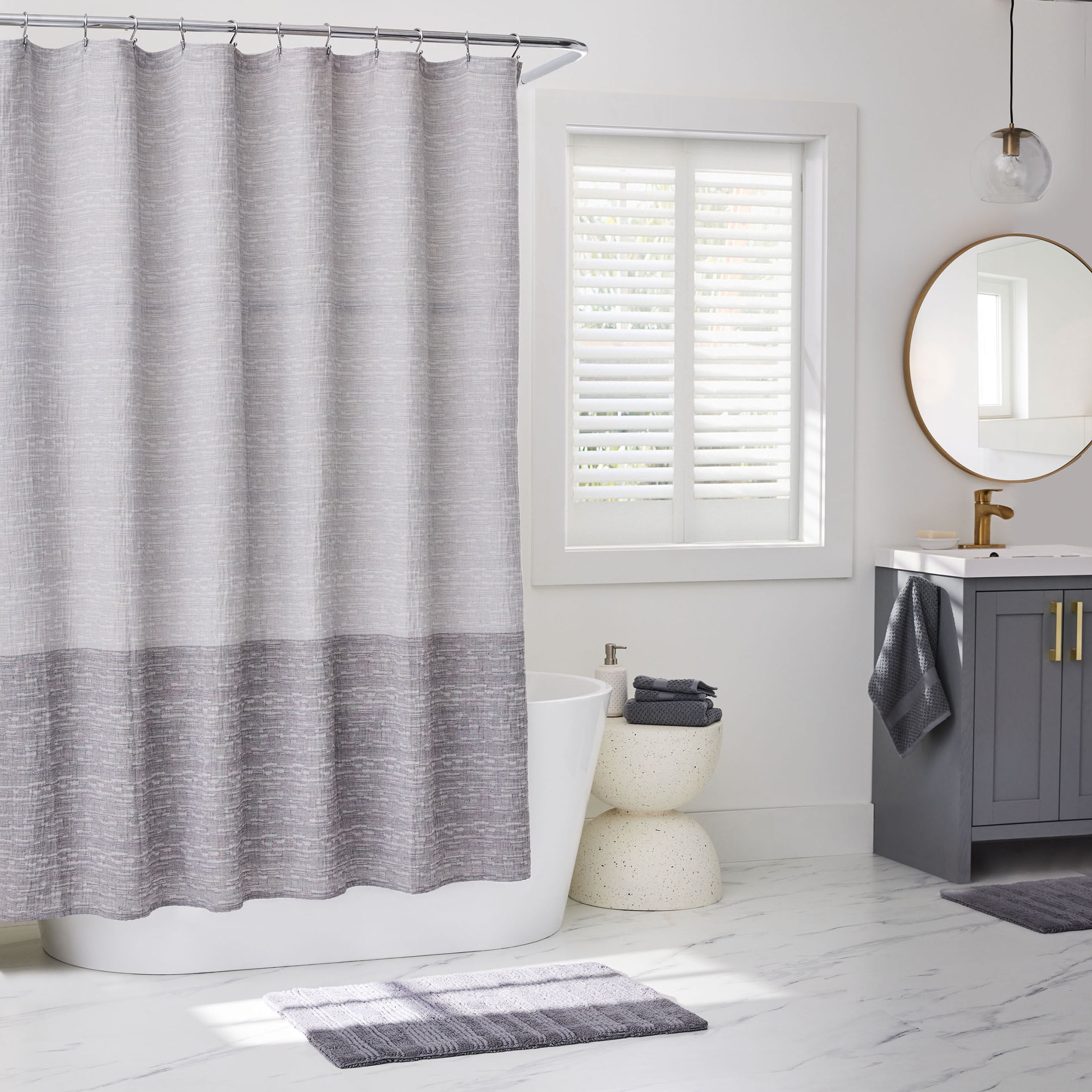 Better Homes and Gardens Gray Color Block Boucle Cotton/Poly Shower ...
