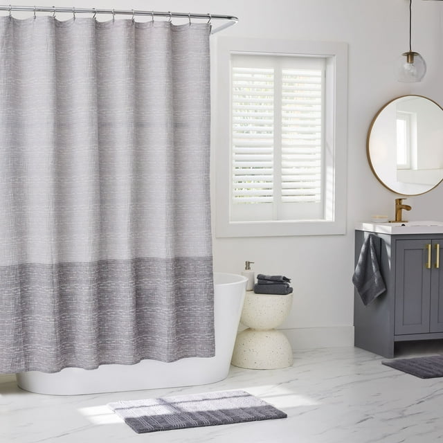 Better Homes and Gardens Gray Color Block Boucle Cotton/Poly Shower ...