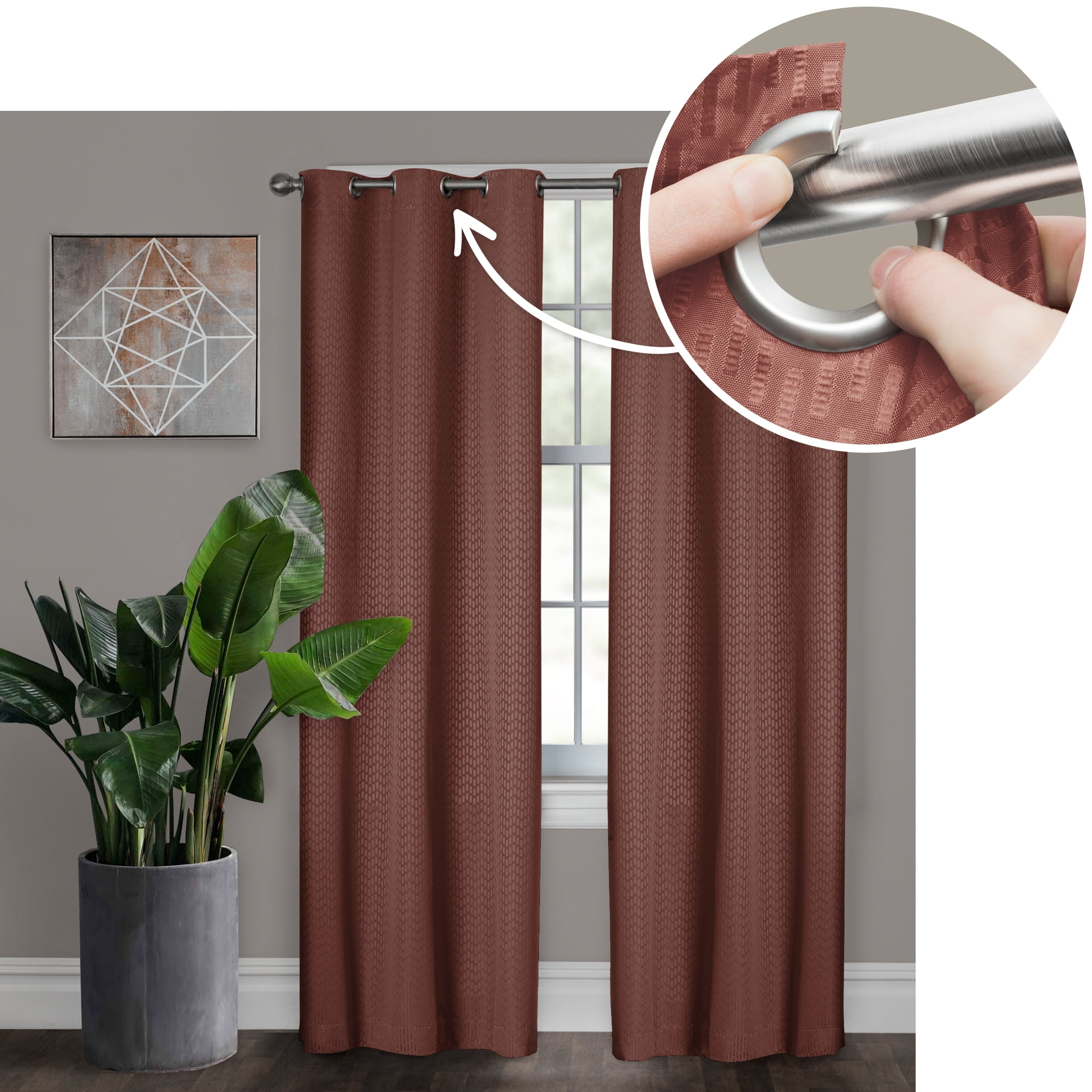Better Homes and Gardens Larson Easy Hang Grommet Window Panel ...