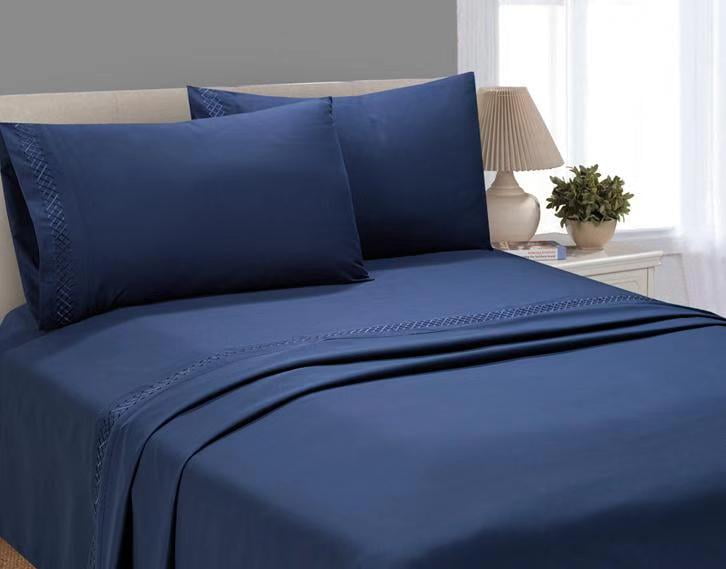 Better Homes and Gardens Luxury Microfiber Embroidered Sheet Set, Twin ...
