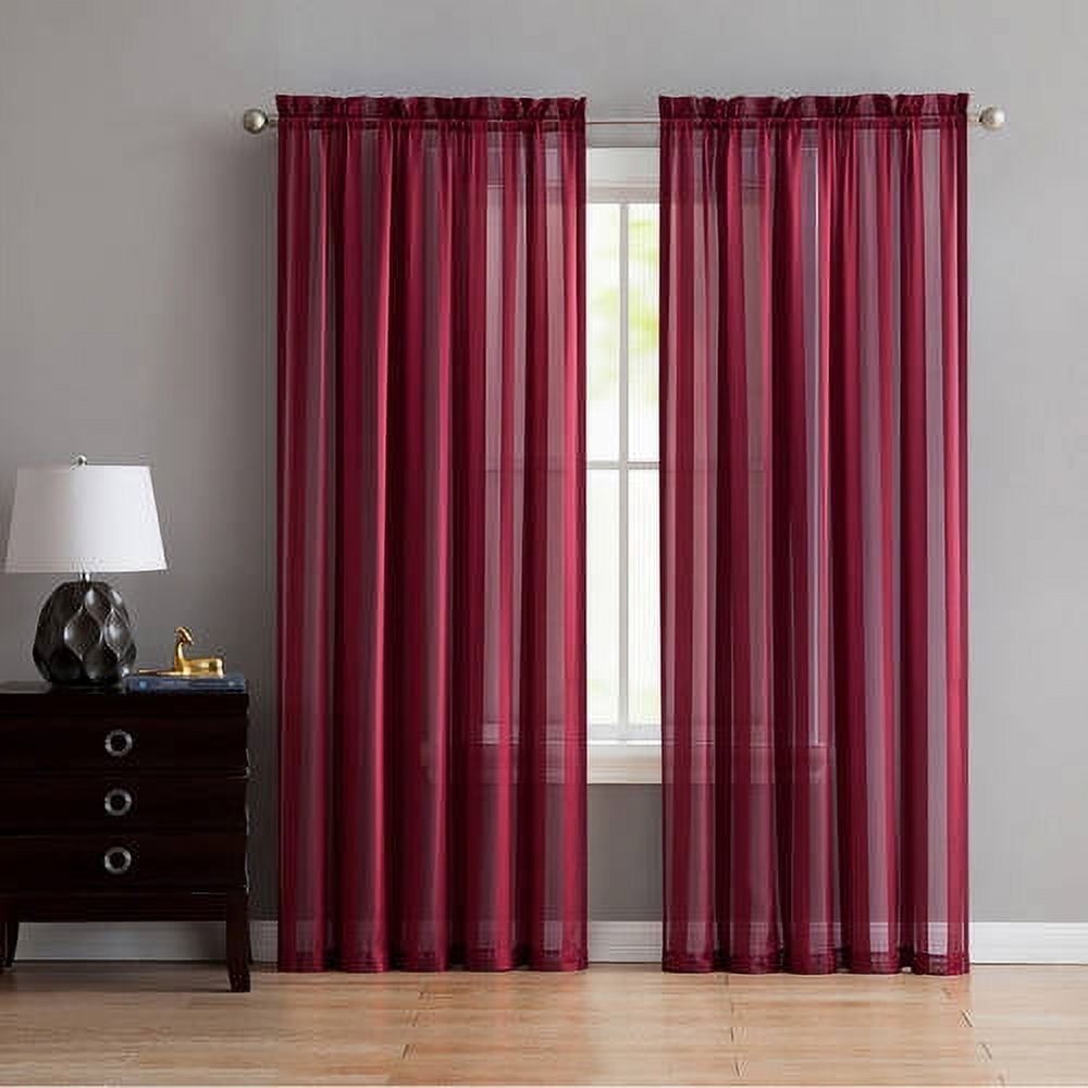 Satin Stripe Window Curtain Panel - 54 x 63 - Red - Walmart.com