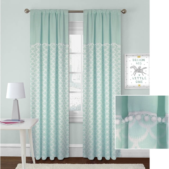 Better Homes and Gardens Scallops with Poms Single Curtain Panel ...