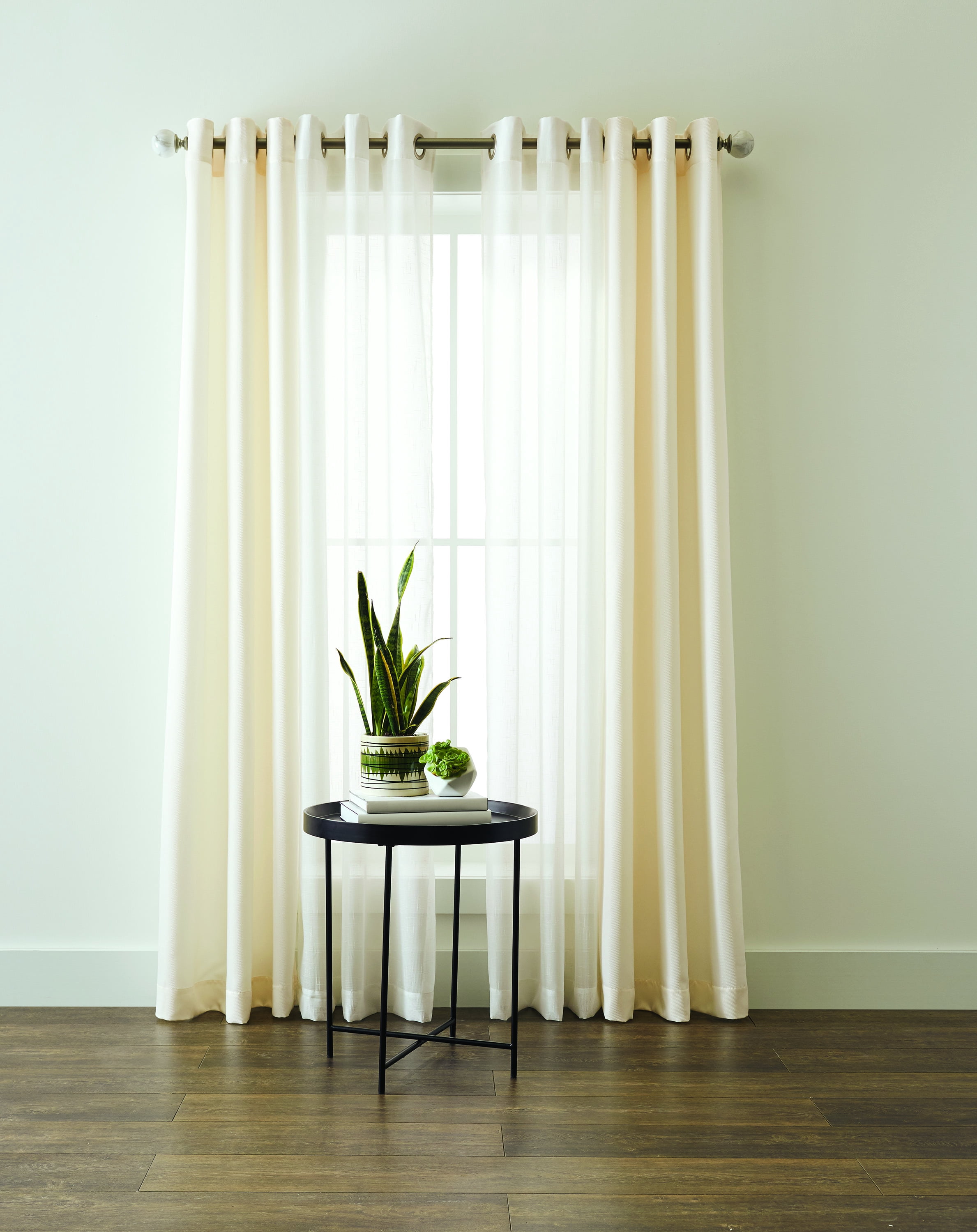 Curtain Panel - Textured Twill Weave - Sheer Window Panels - Walmart.com