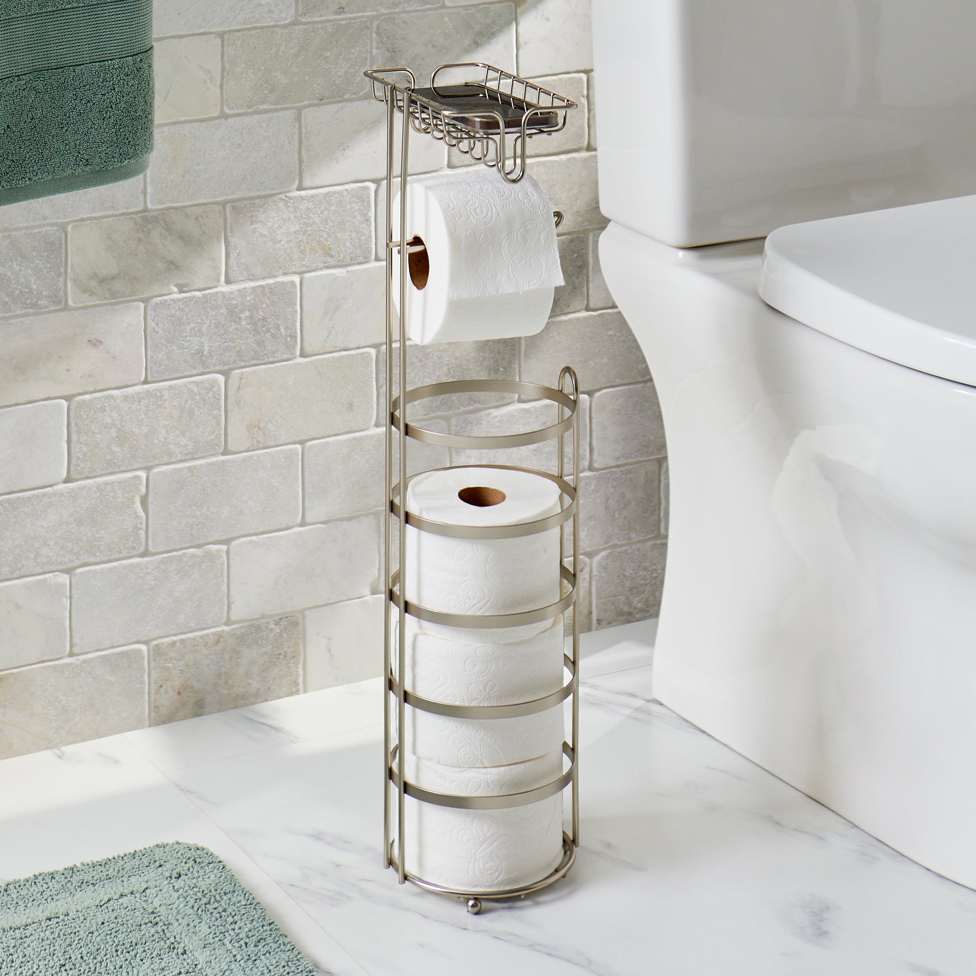 Better Homes & Gardens Free Standing Toilet Paper Holder and Reserve ...