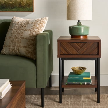 Better Homes & Gardens Ezra Round End Table, Walnut Finish - Walmart ...