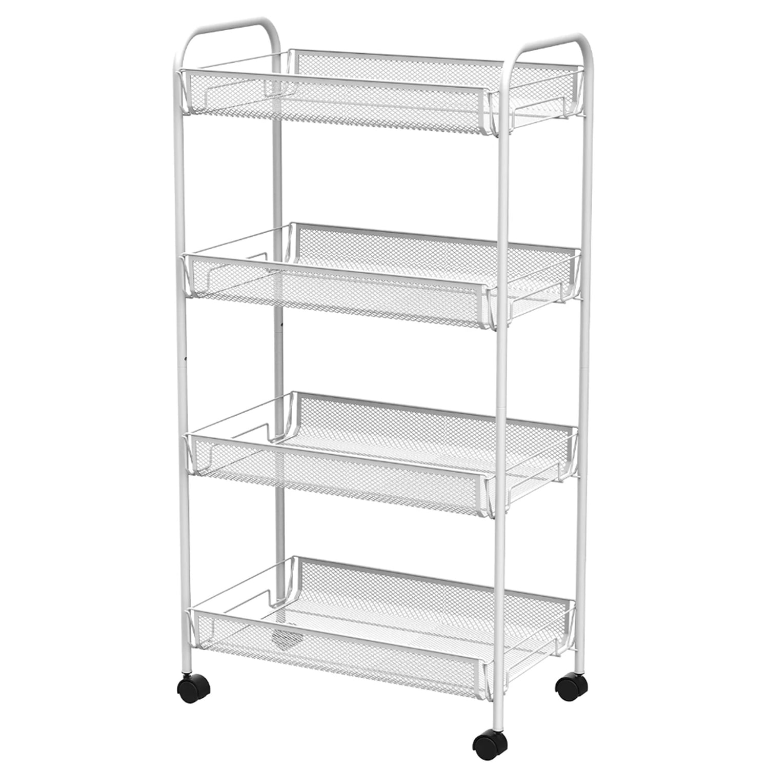 Better Houseware 4-Shelf Rolling Metal Trolley with Wheels, White ...