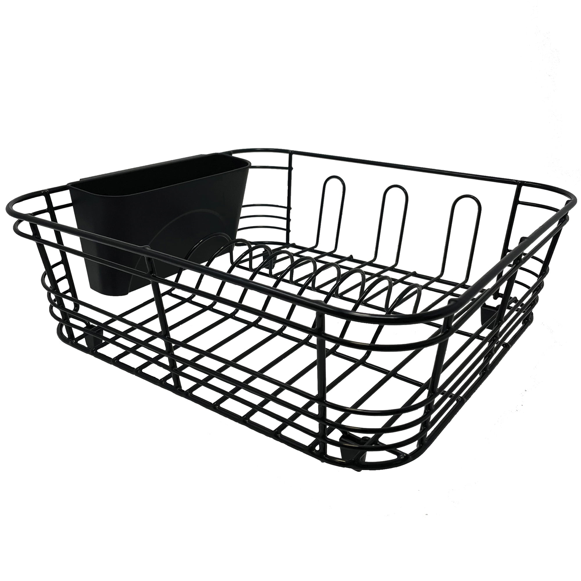 Better Houseware 2-Piece Dish Drainer with Drain Board Black Steel ...