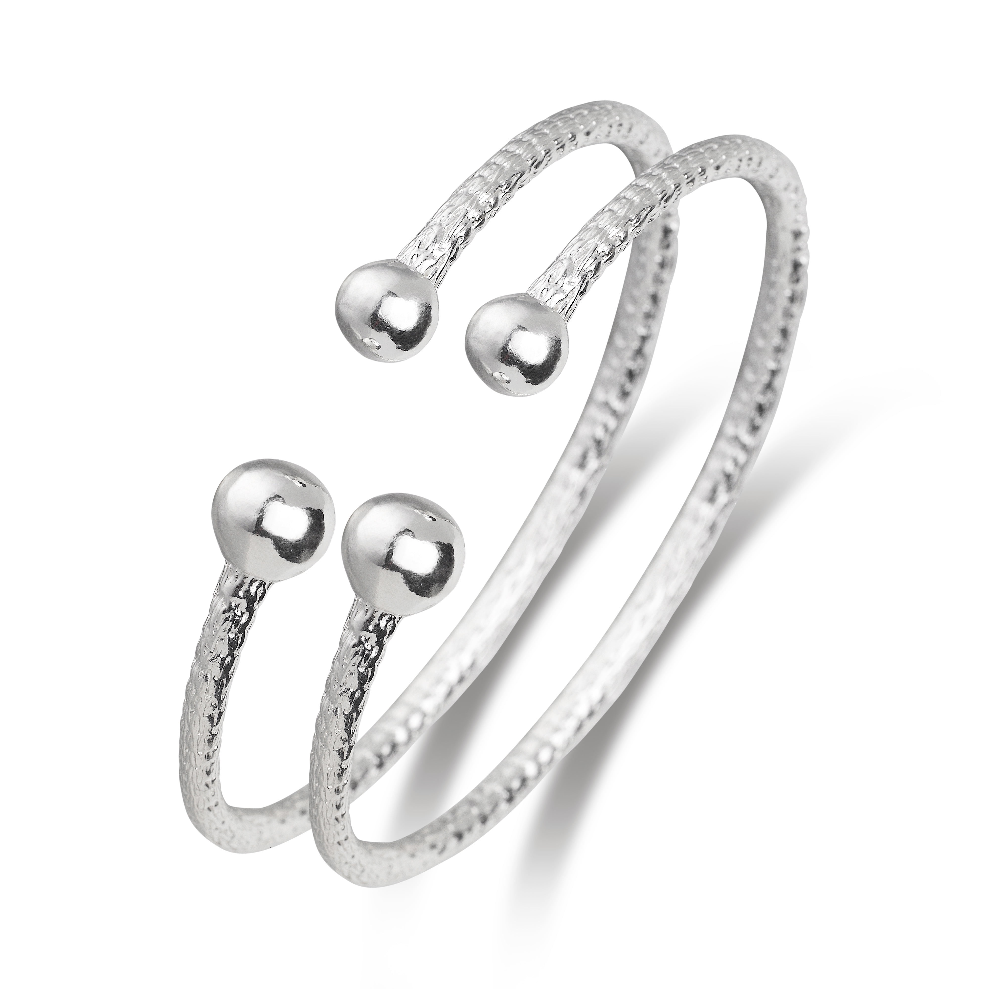 Better Jewelry .925 Sterling Silver Asymmetric Balls Bangles (1 Pair) - Walmart.com