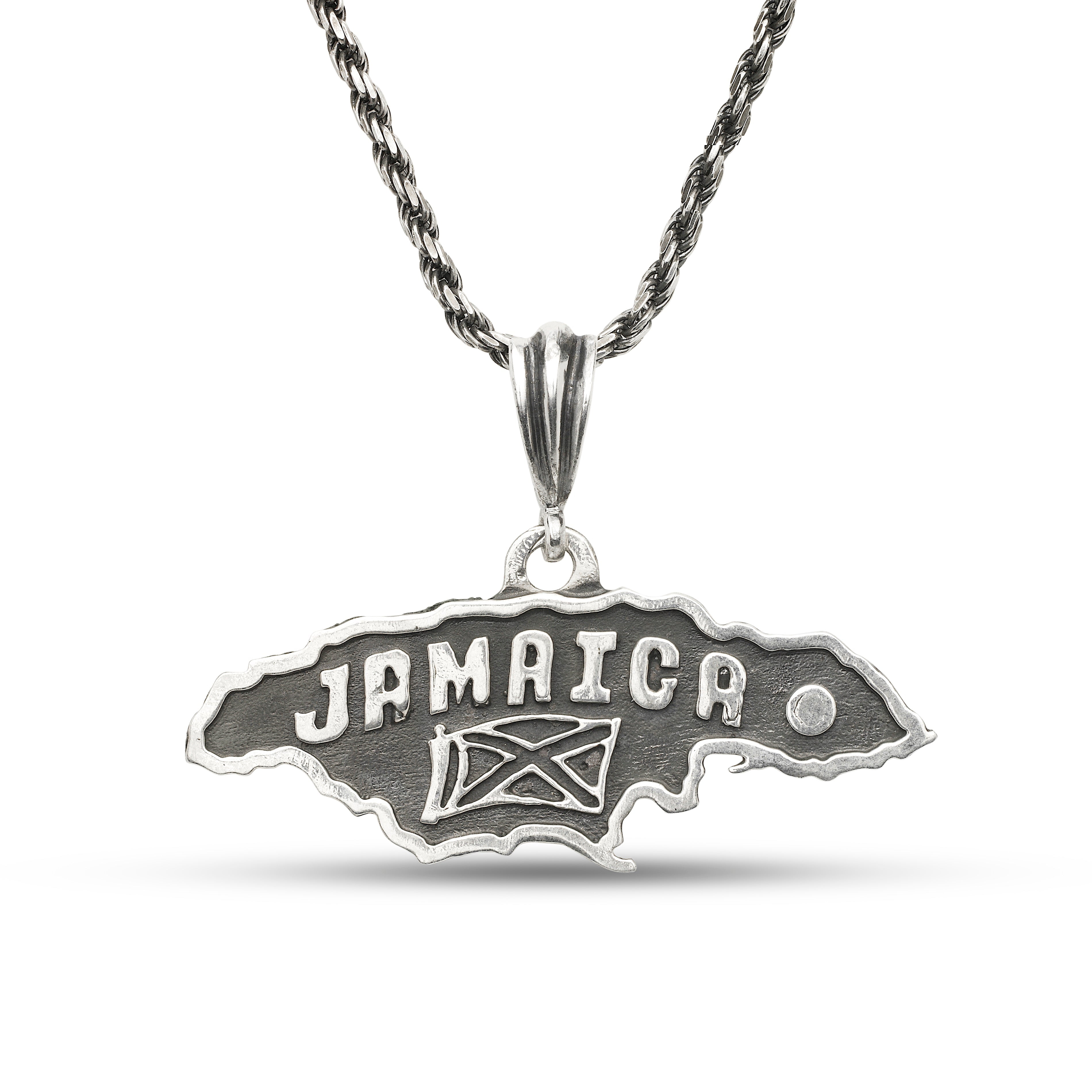 Better Jewelry .925 Sterling Silver Black Oxidised Jamaica Map Pendant ...