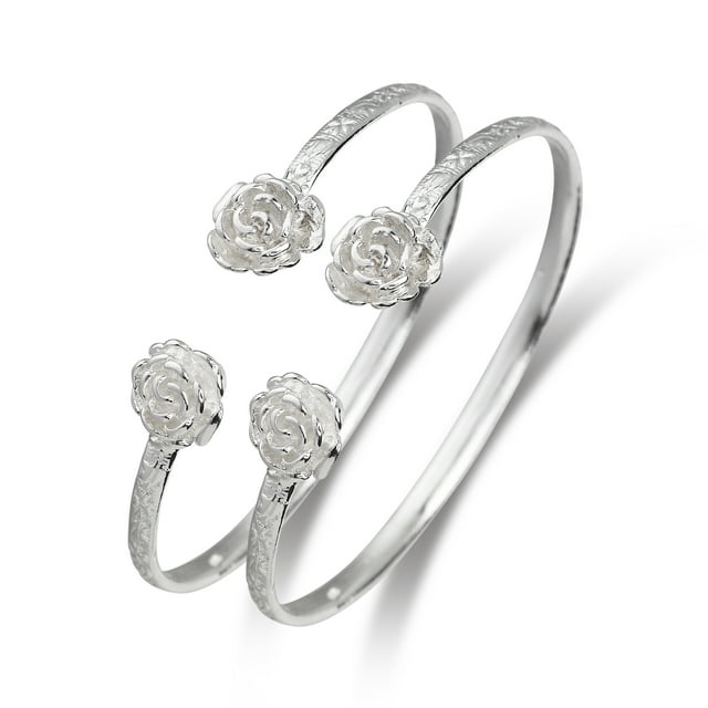 Better Jewelry .925 Sterling Silver Rose Bangles Women Woman Girls ...