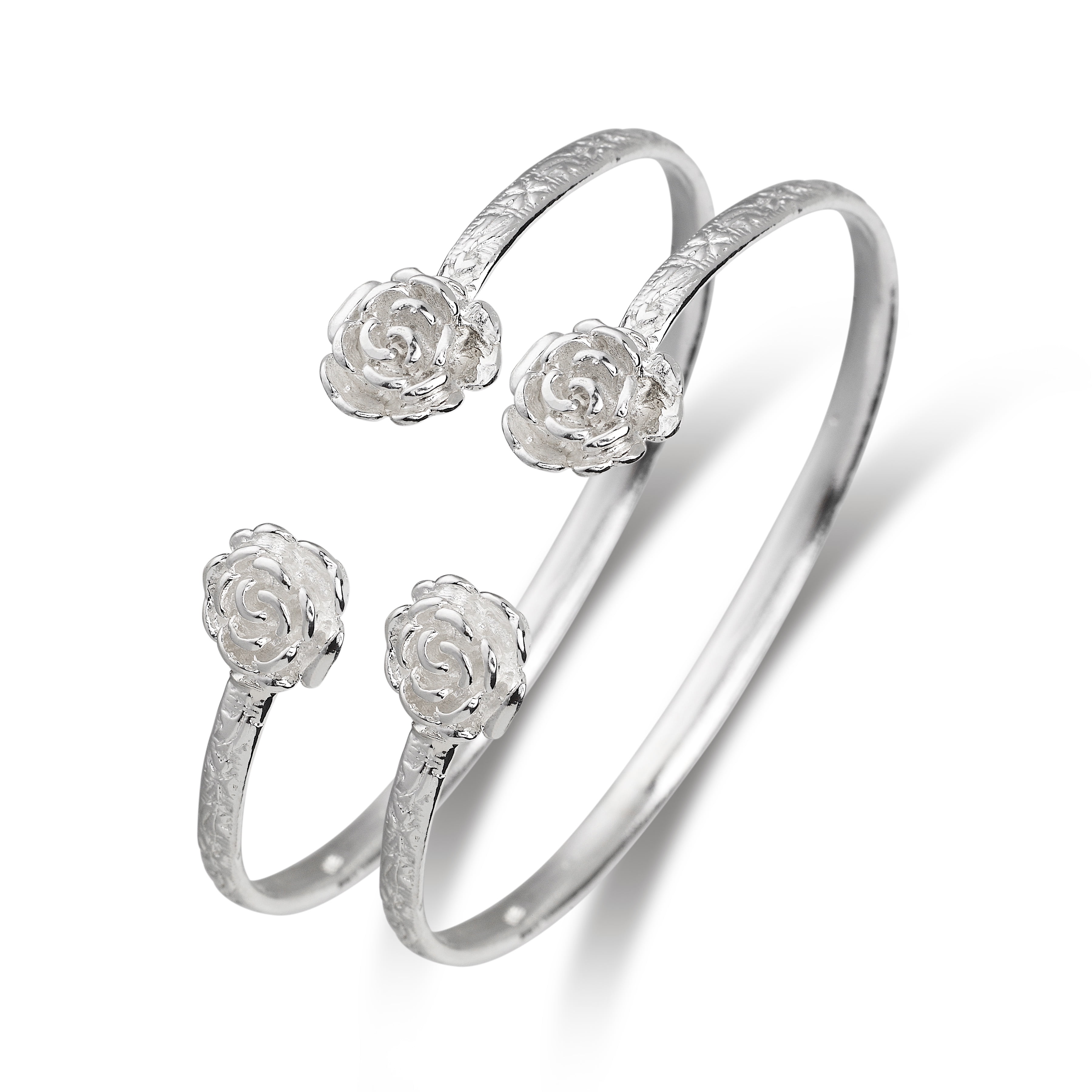 Better Jewelry .925 Sterling Silver Rose Bangles Women Woman Girls ...