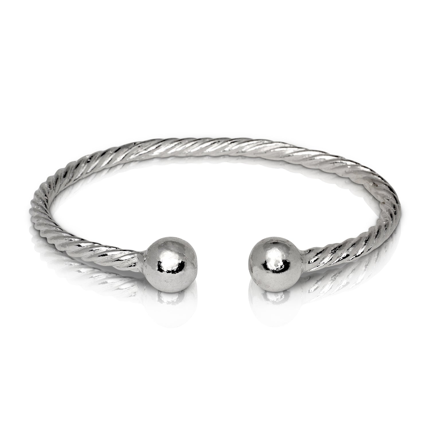 Better Jewelry BALL ENDS COILED ROPE WEST INDIAN BANGLE .925 STERLING ...