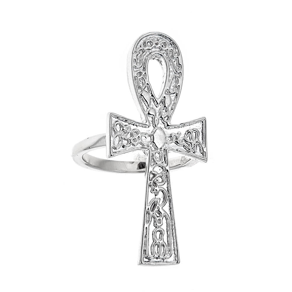 Better Jewelry Etched Ankh Ring .925 Solid Sterling Silver Ring (7.5 ...