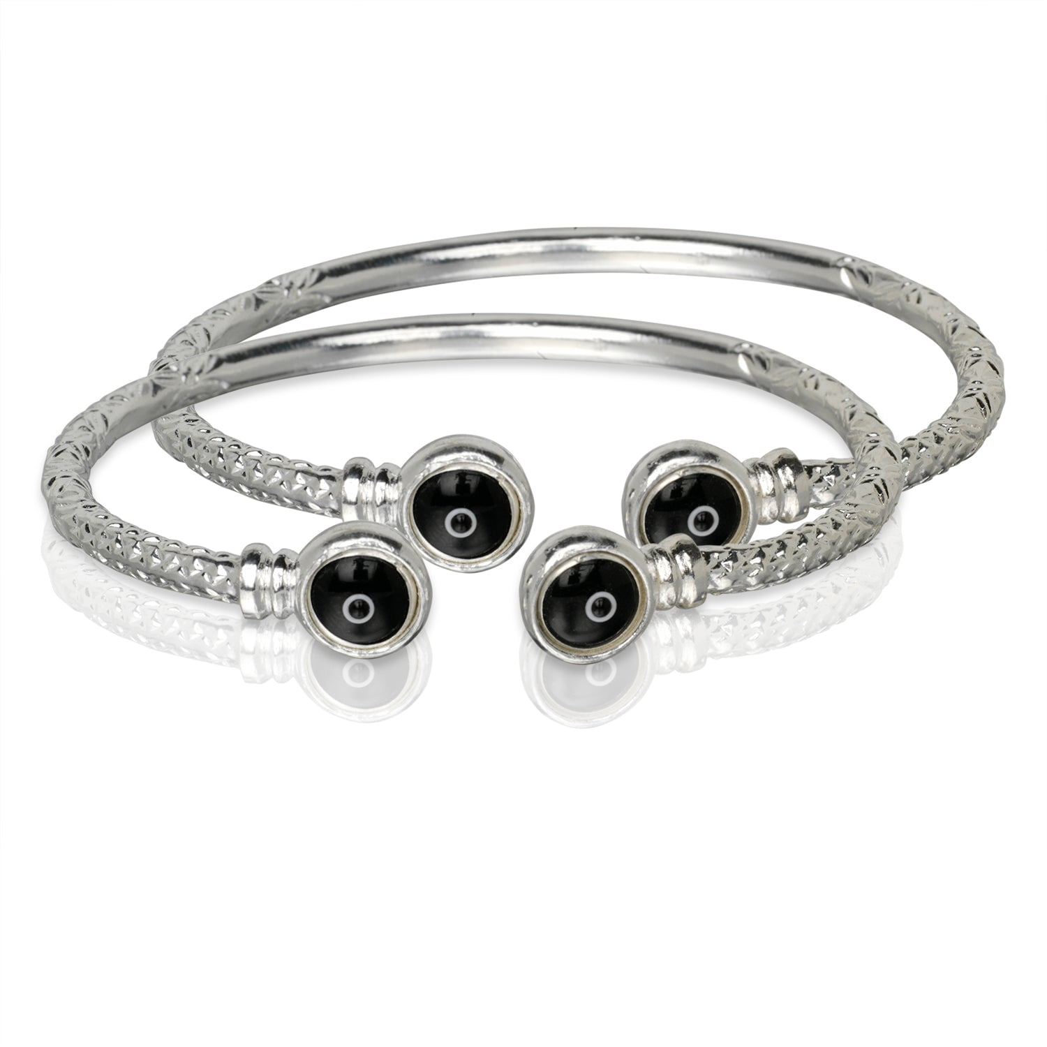 Better Jewelry Evil Eye Ends .925 Sterling Silver West Indian Bangles ...