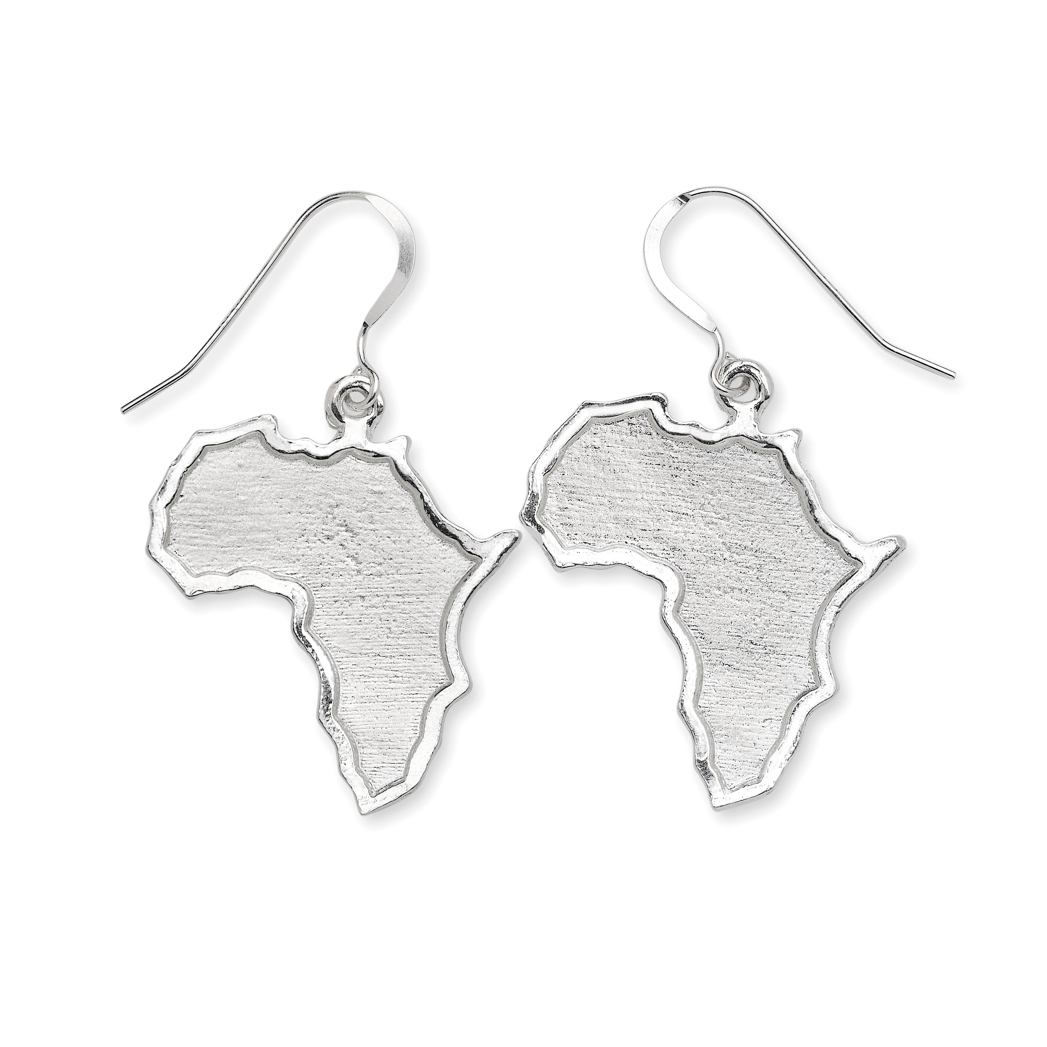 Better Jewelry, Large African Map Earrings .925 Sterling Silver, 7 gr ...