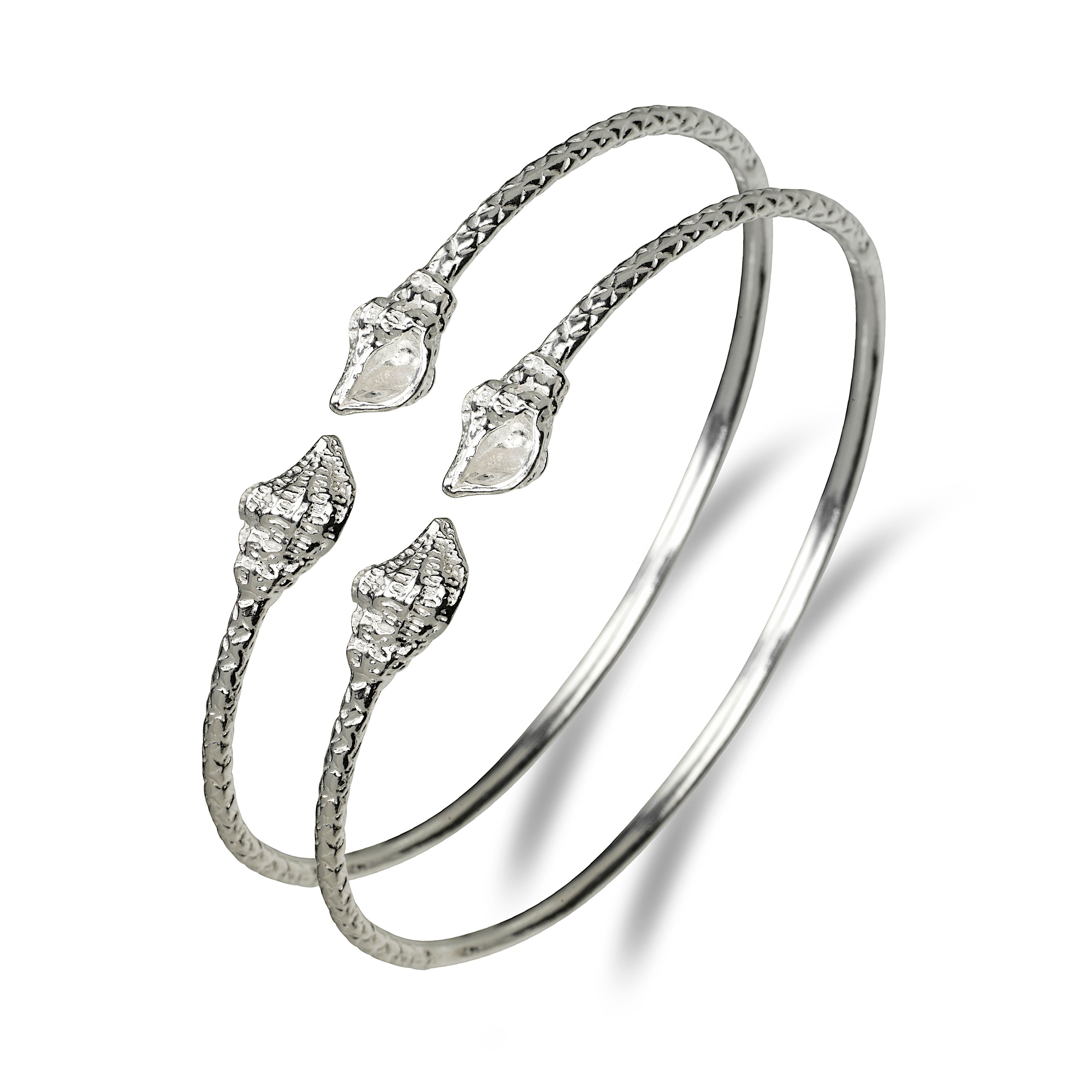 Better Jewelry Shell Ends West Indian Bangles .925 Sterling Silver ...