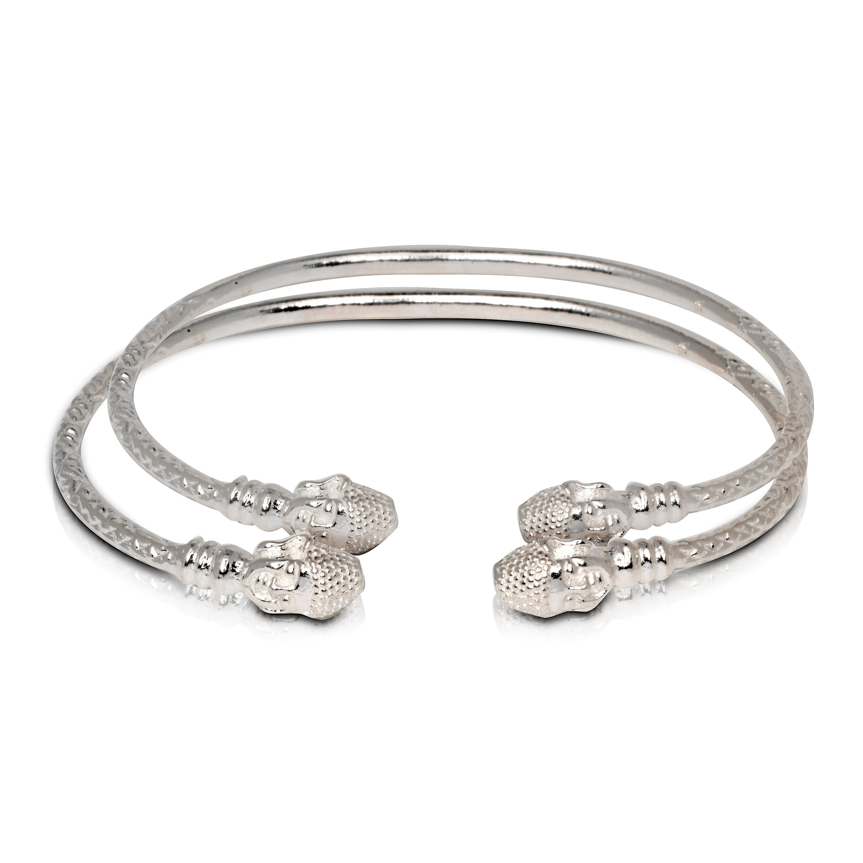 Better Jewelry Solid .925 Sterling Silver Gautama Buddha Bangles, 1 ...