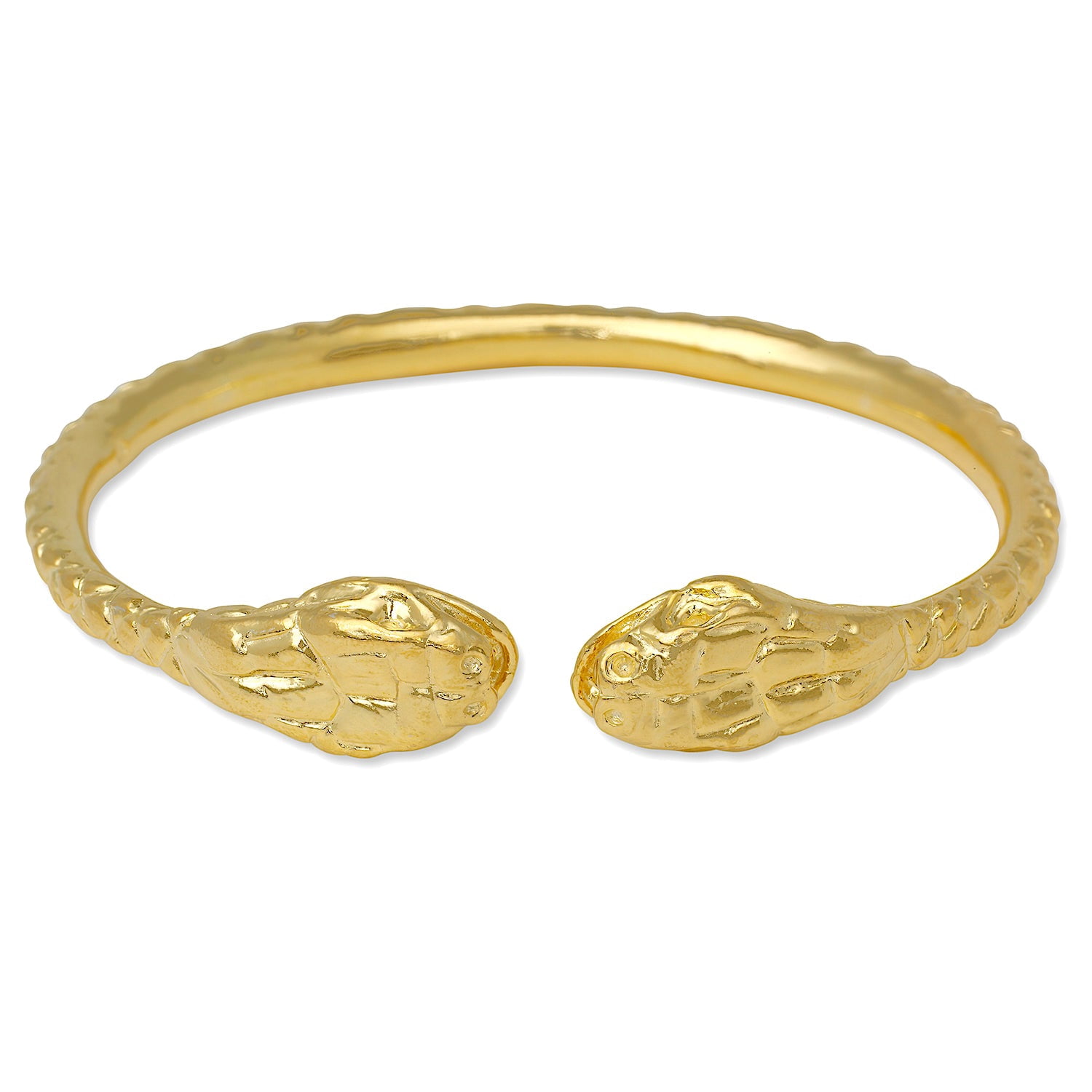 Better Jewelry Thick Snake Ends West Indian Bangle 14K Gold Plated .925 ...