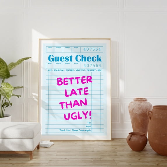 Better Late Than Blue Guest Check Wall Art, Unframed Canvas Size 8x12 ...