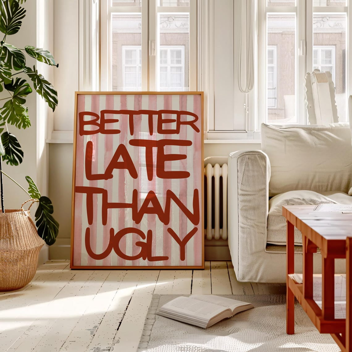 Better Late Than Lucky Glam Typography Makeup Room Decor Chic Dressing ...
