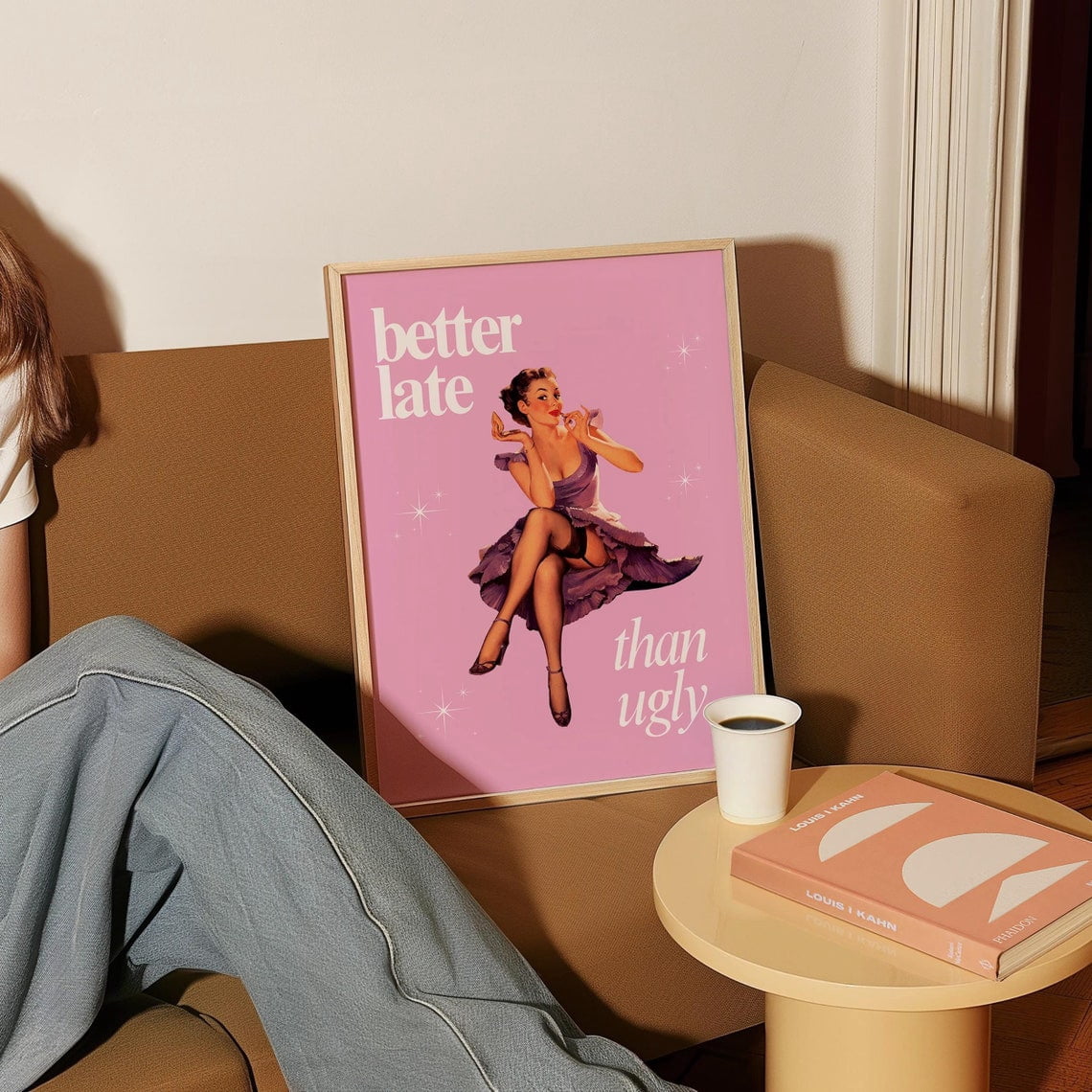 Better Late Than Never Retro Woman Vintage Washroom Sign Poster ...