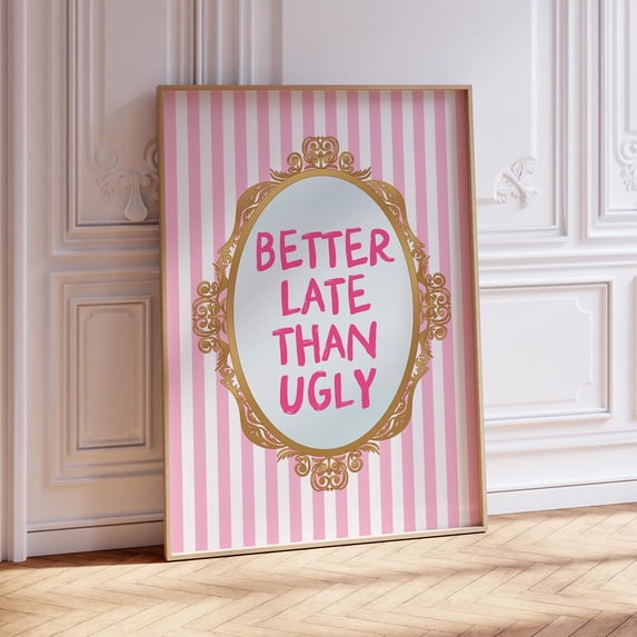 Better Late Than Pink Coquette Wall Art, Unframed Canvas Size 12x18 ...