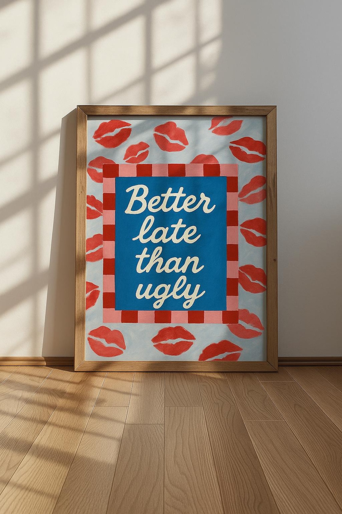 Better Late Than Print Retro Glam Lips Art Poster Decor, Unframed ...