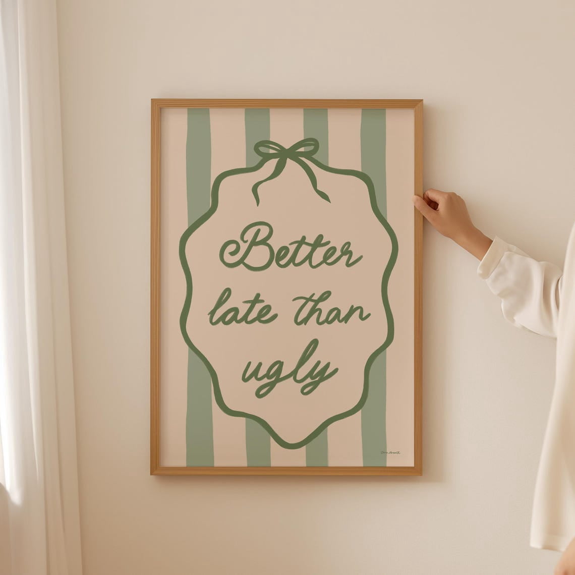 Better Late Than Sage Bathroom Quote Wall Art, Unframed Paper Print ...