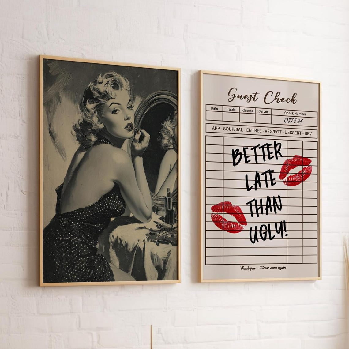 Better Late Than Vintage Woman Guest Check Retro Black White Bathroom ...