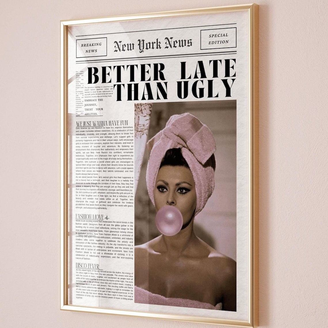 Better Late Than Ugly, 70S Wall Print, Newspaper Poster, Vintage Wall ...