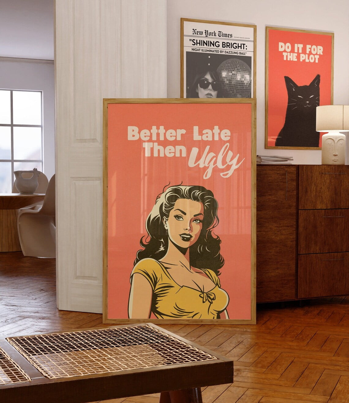 Better Late Than Ugly Poster-Trendy Wall Art-70S Wall Art-Vintage Art ...