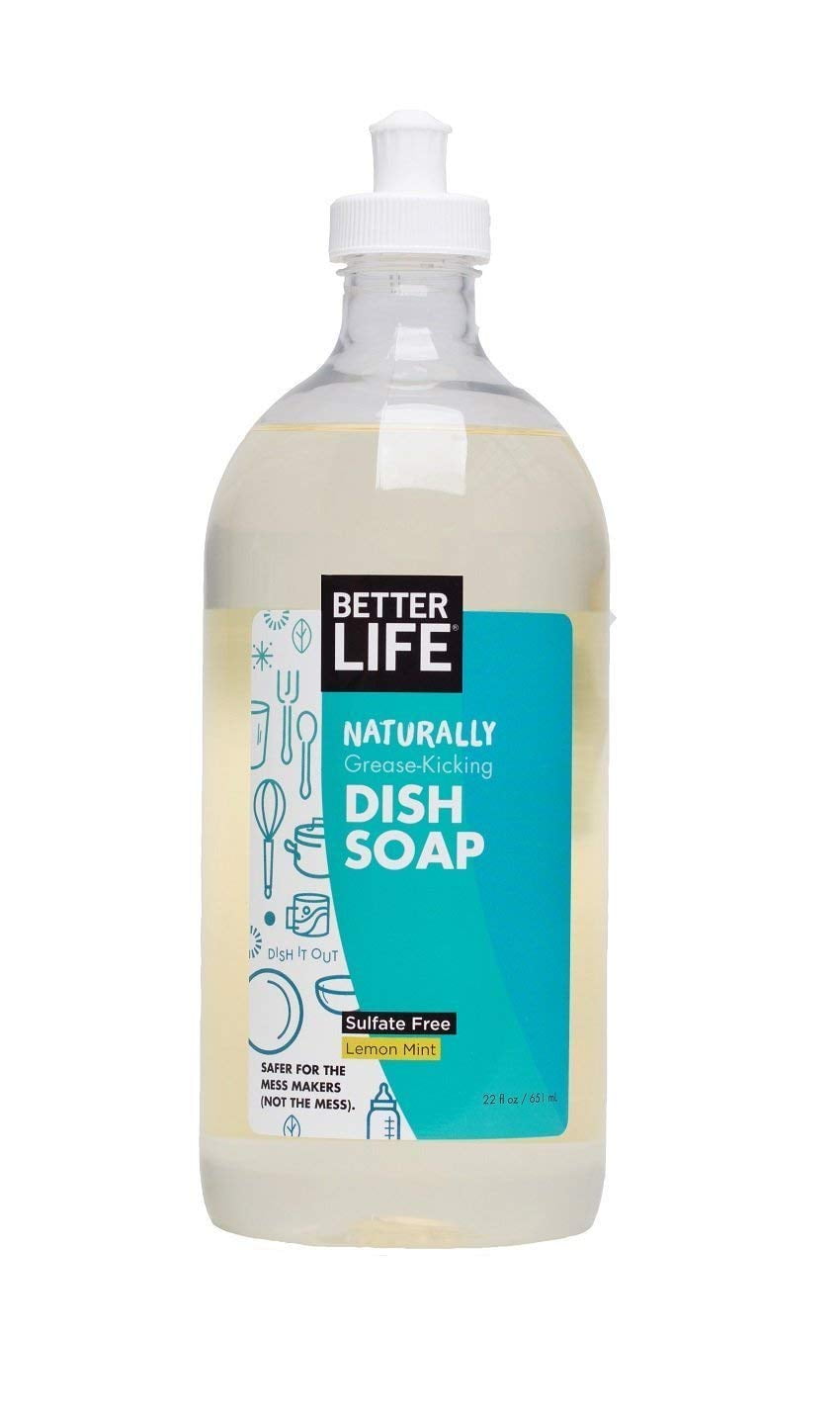 Better Life Dish Soap, All Natural, Lemon Mint, 22 Ounces (Pack of 6 ...