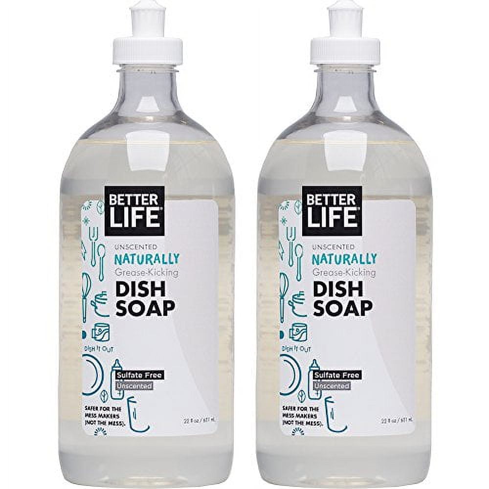 Better Life Natural Dish Soap, Unscented, 22 Ounces (Pack of 2 ...