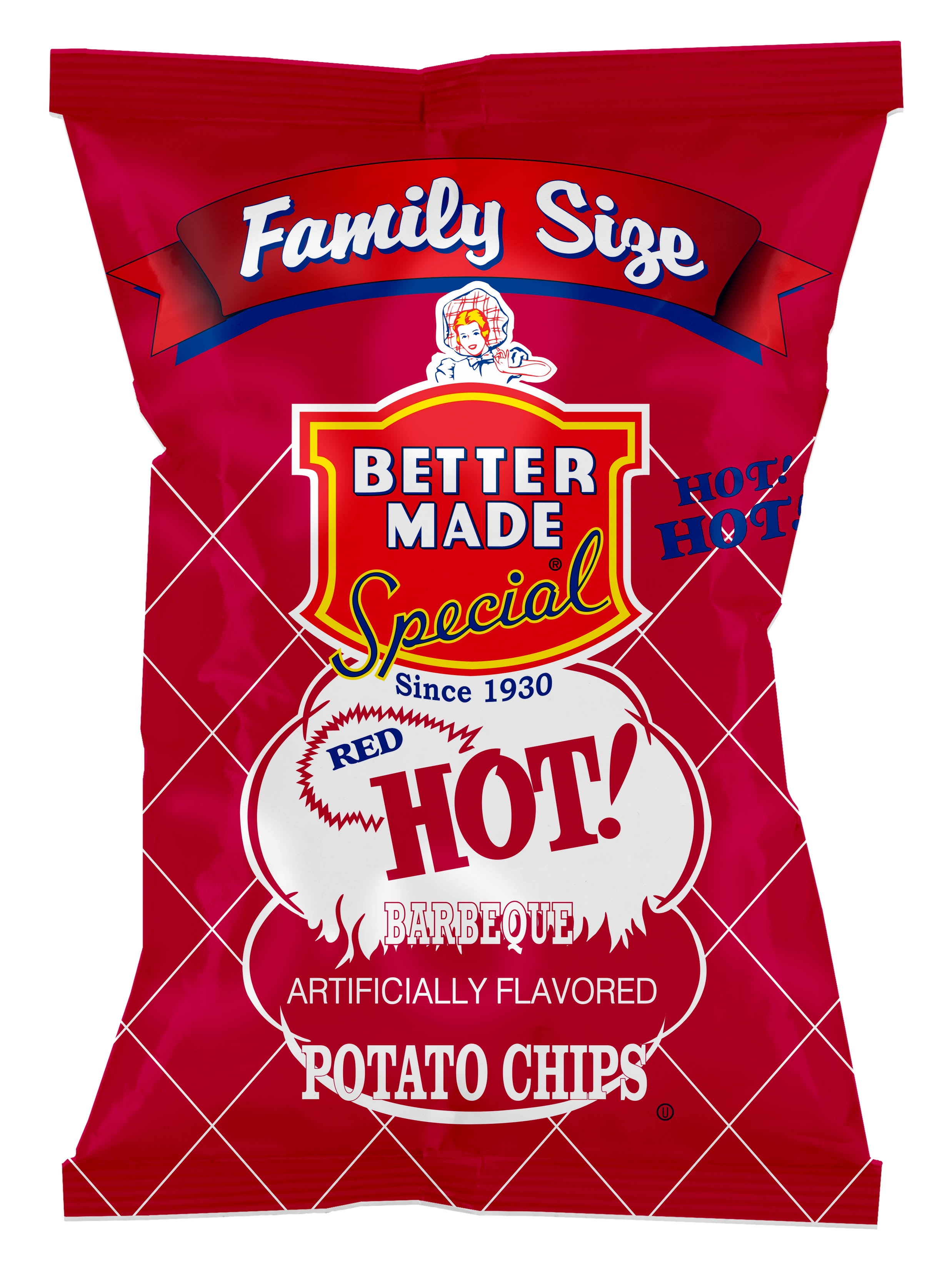 Better Made Family Size Red Hot Chips Made in Michigan with BBQ Flavor ...