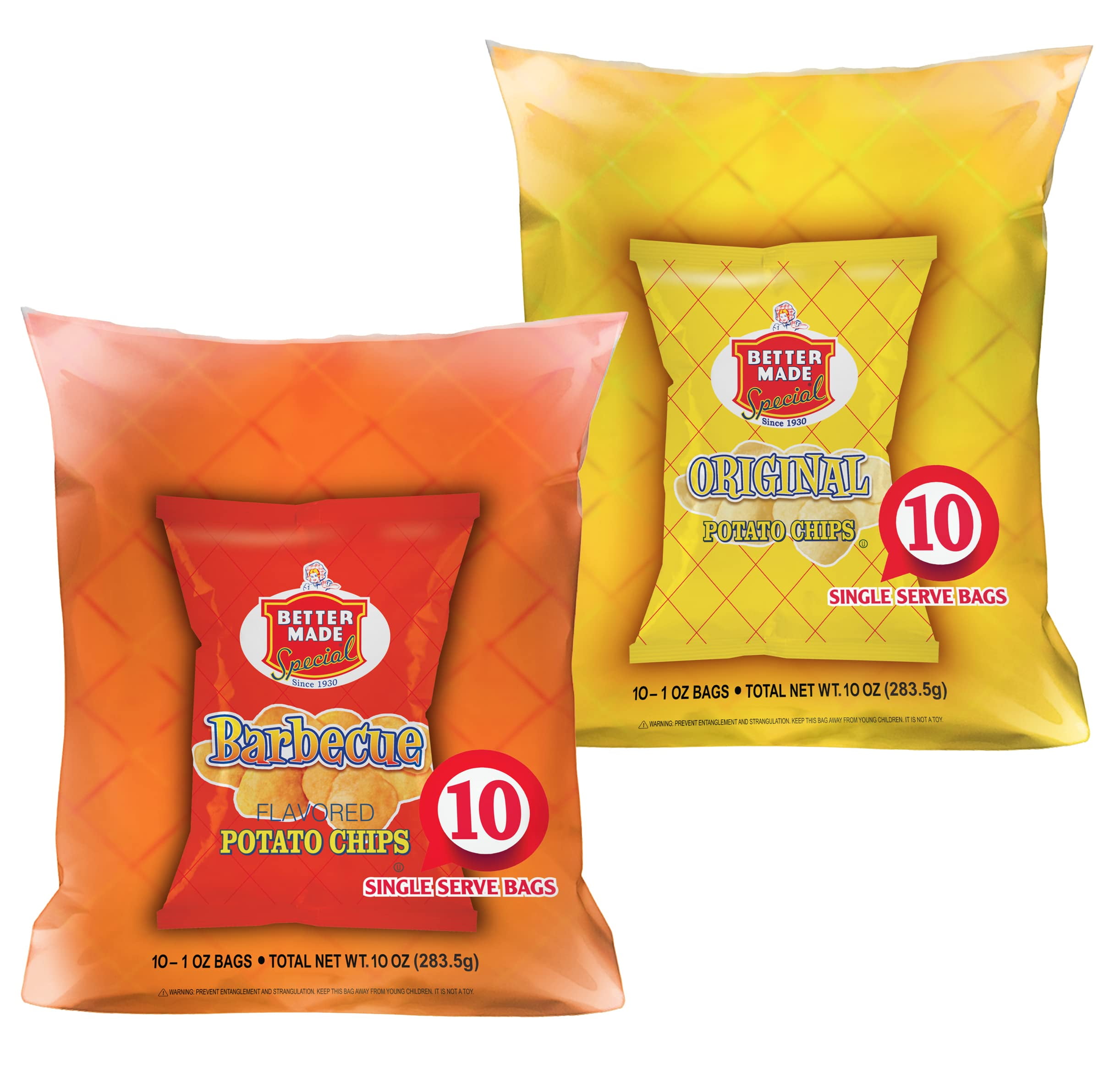 Better Made Special Original & BBQ AIS1 Flavor Potato Chips 2 Ten Packs ...