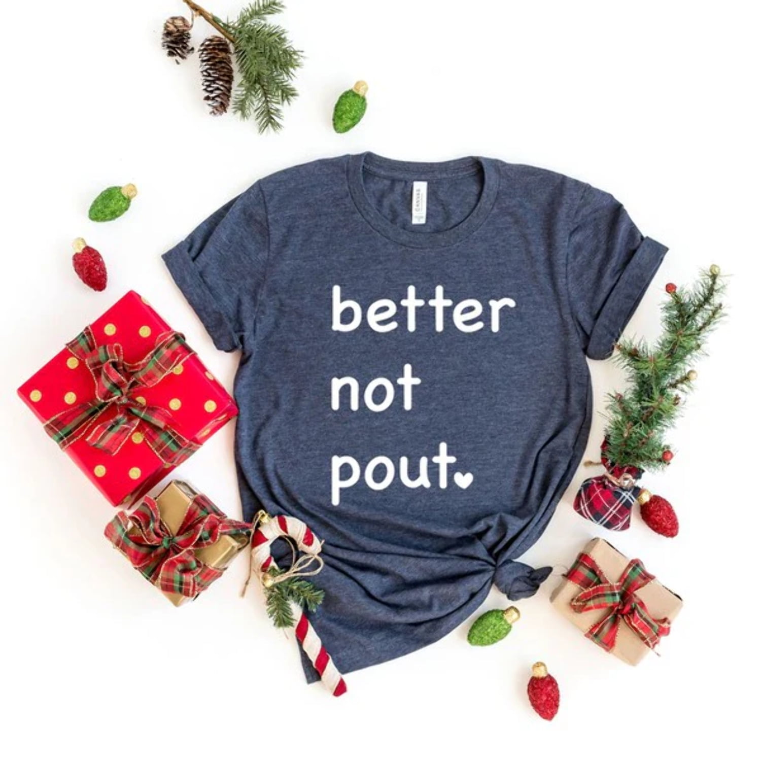 Better Not Pout Heart Short Sleeve Graphic Tee - Walmart.com