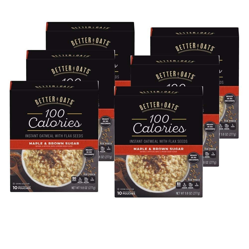 Better Oats 100 AJH3 Calorie Maple and Brown Sugar Oatmeal Packets, 100 ...