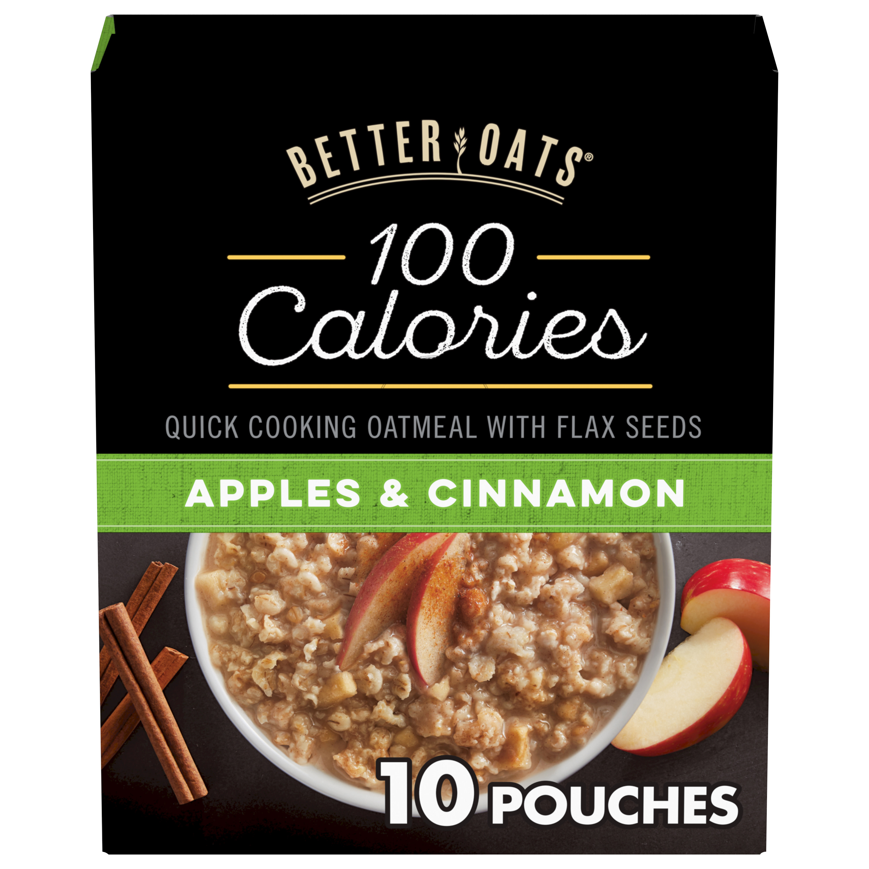 Better Oats 100 Calorie Apples and Cinnamon Oatmeal with Flax Seeds, 10 ...
