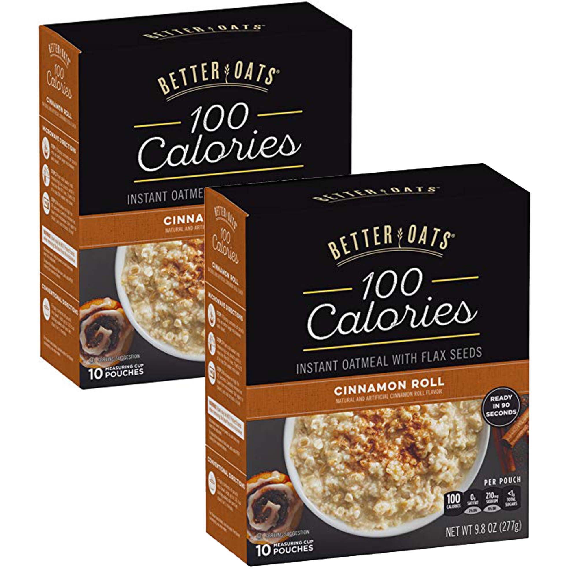 Better Oats 100 Calorie Cinnamon Roll Oatmeal (2 Pack) - Walmart.com