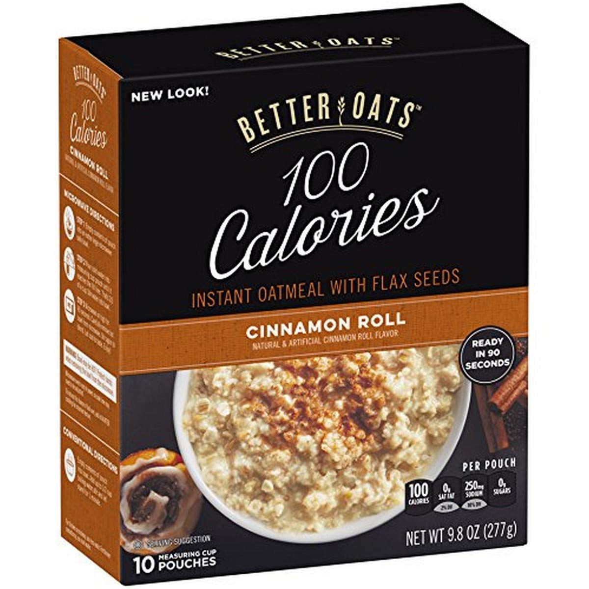 Better Oats 100 Calorie Cinnamon Roll Oatmeal, Instant, Flax, Fiber ...
