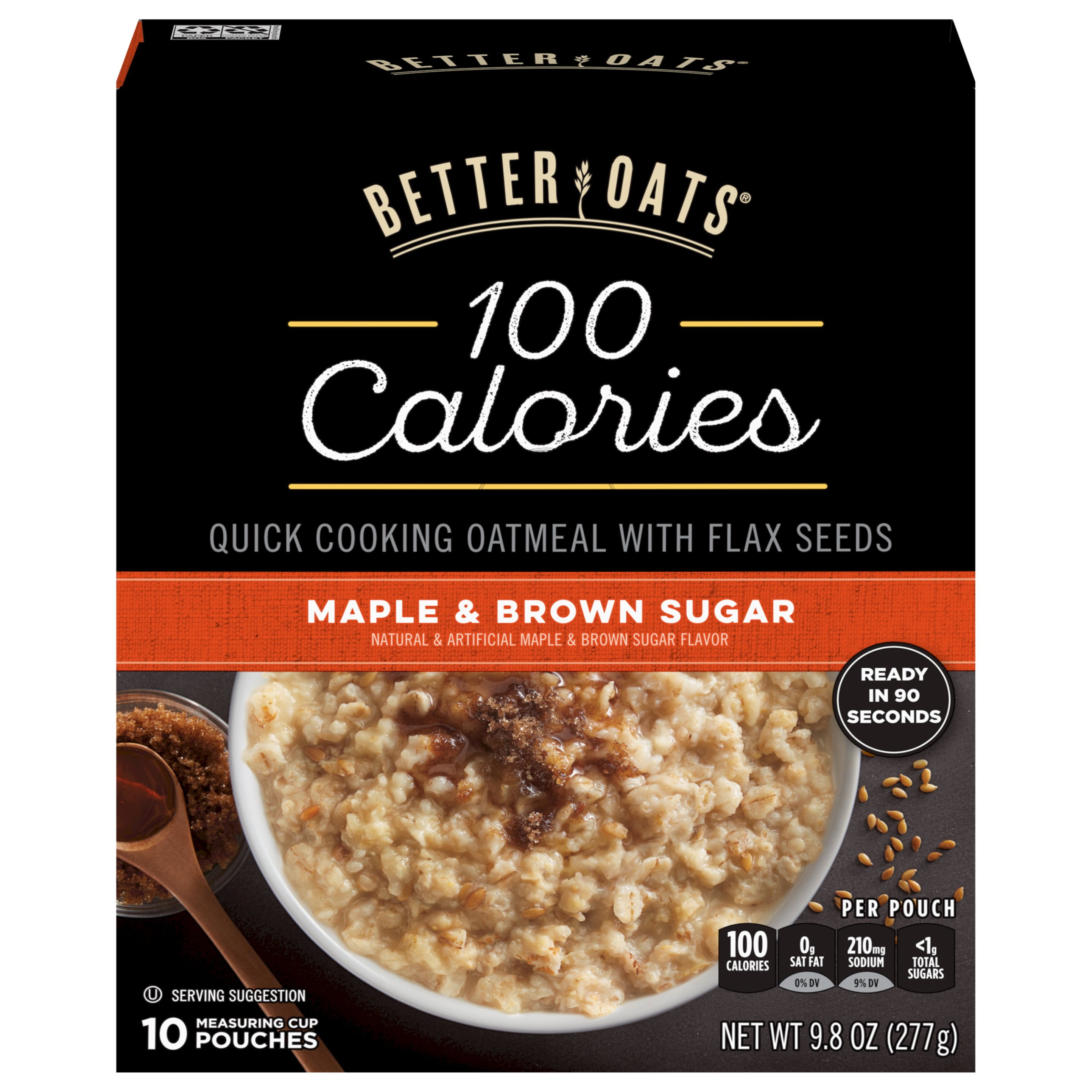 Better Oats 100 Calorie Instant Oatmeal - Maple & Brown Sugar - 10 ct ...