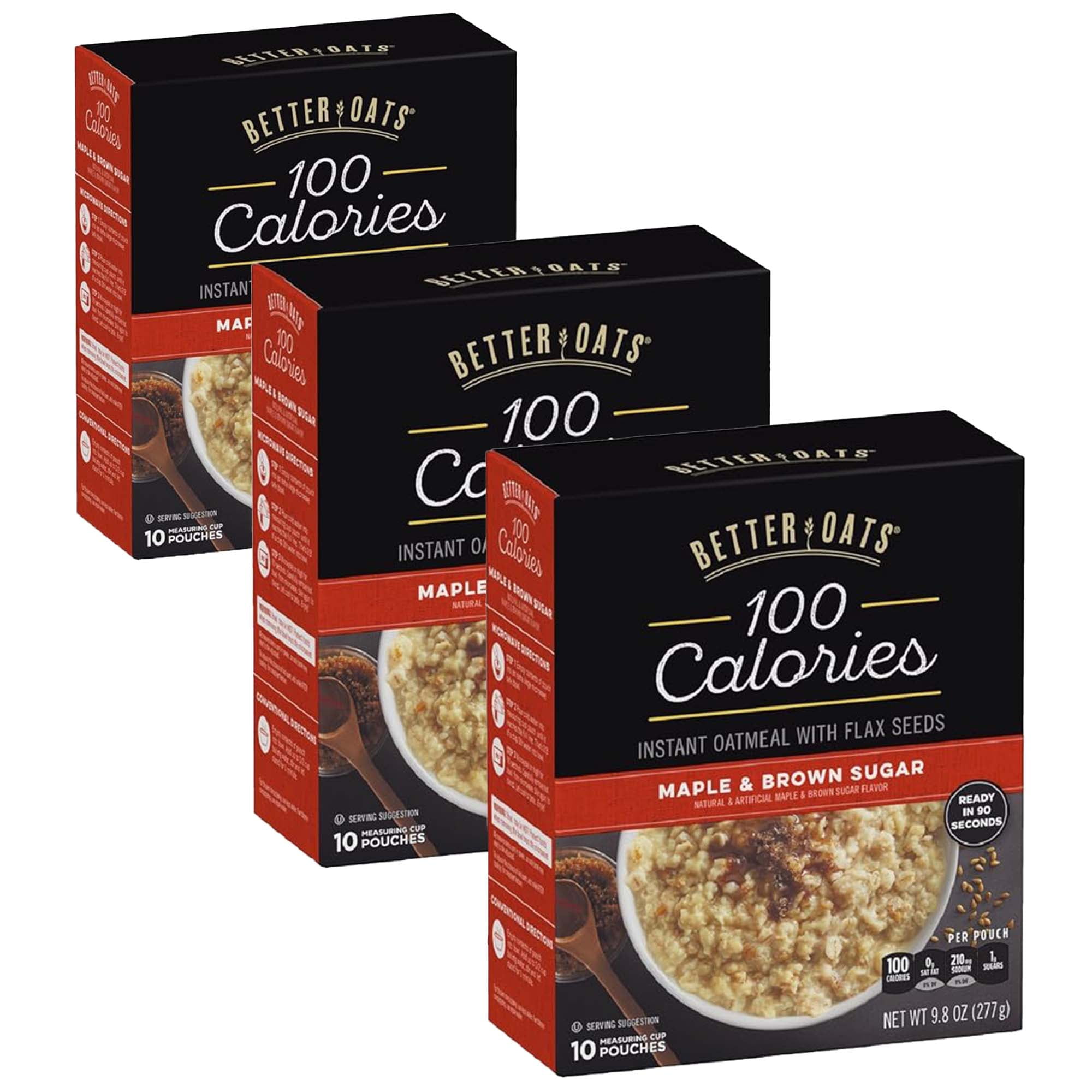 Better Oats 100 Calorie Maple Brown Sugar Flavored Instant Oatmeal with ...