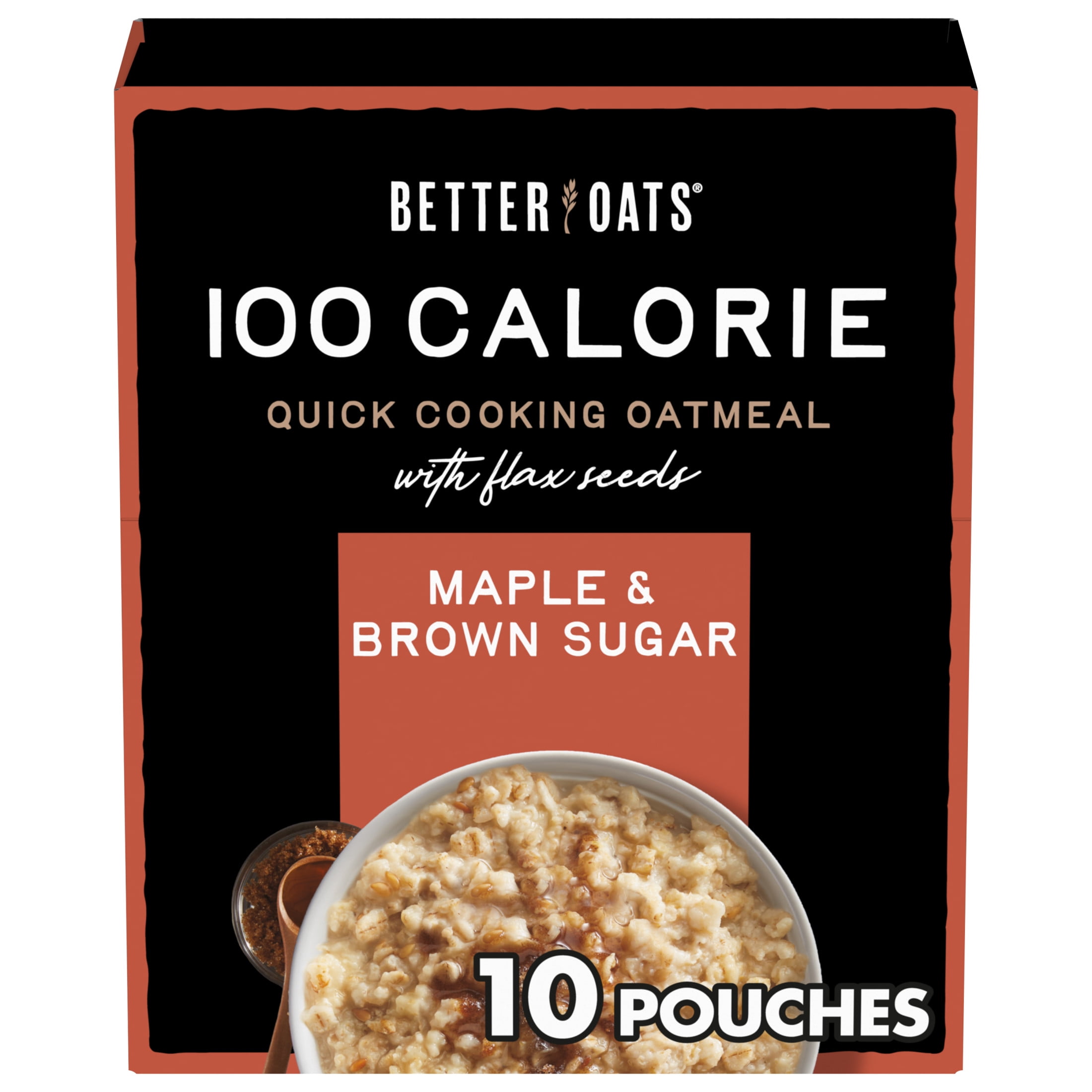 Better Oats 100 Calorie Maple Brown Sugar Oatmeal with Flax Seeds, 10 ...