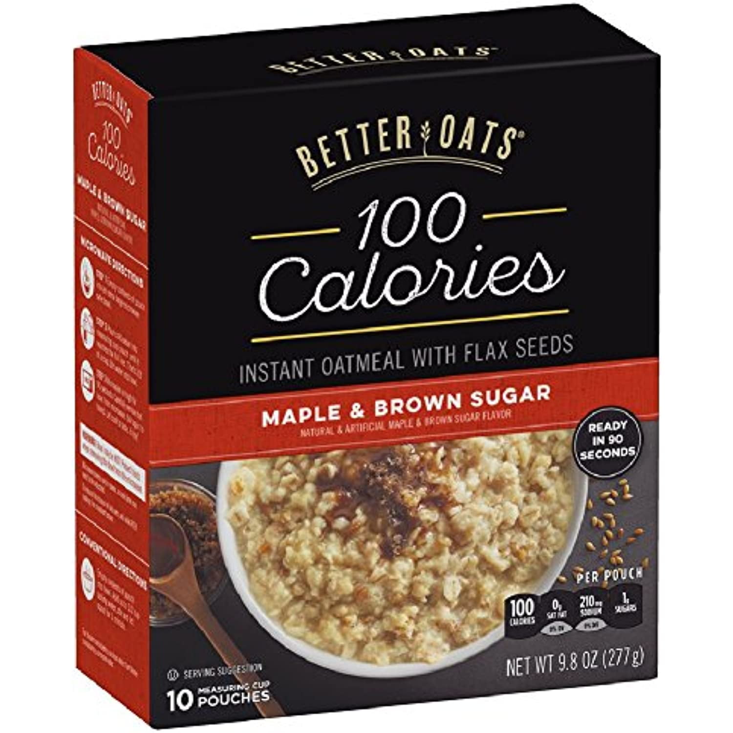 Better Oats 100 Calories Maple & Brown Sugar Instant Oatmeal With Flax ...