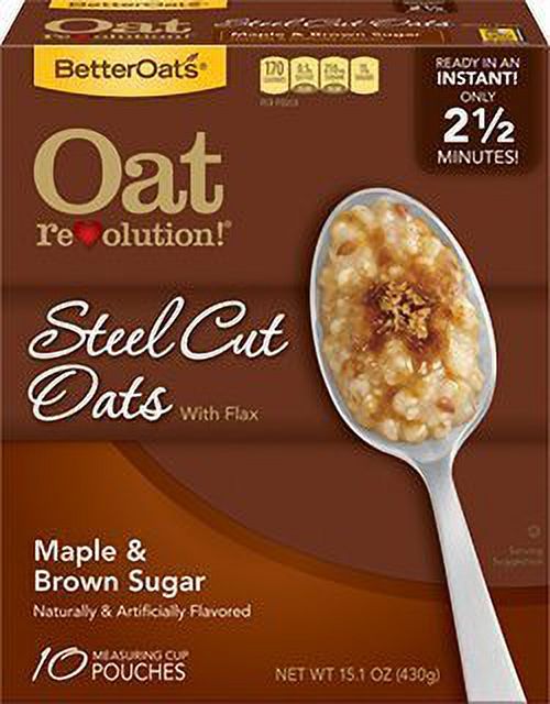 Better Oats Instant Oatmeal RRF12 Maple & Brown Sugar 10 Pouches per ...